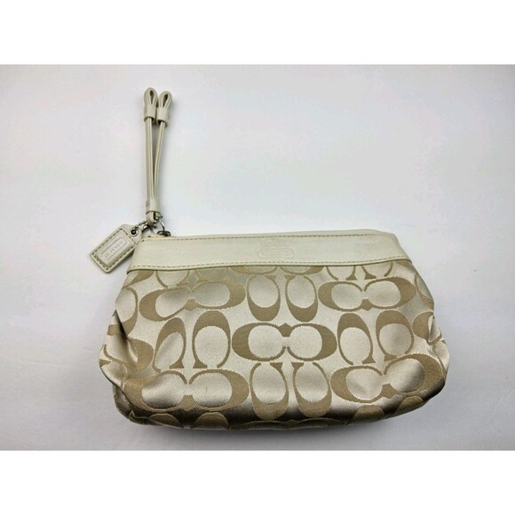 Coach | Bags | Coach Signature Makeup Cosmetic Bag Pouch Wallet Clutch ...
